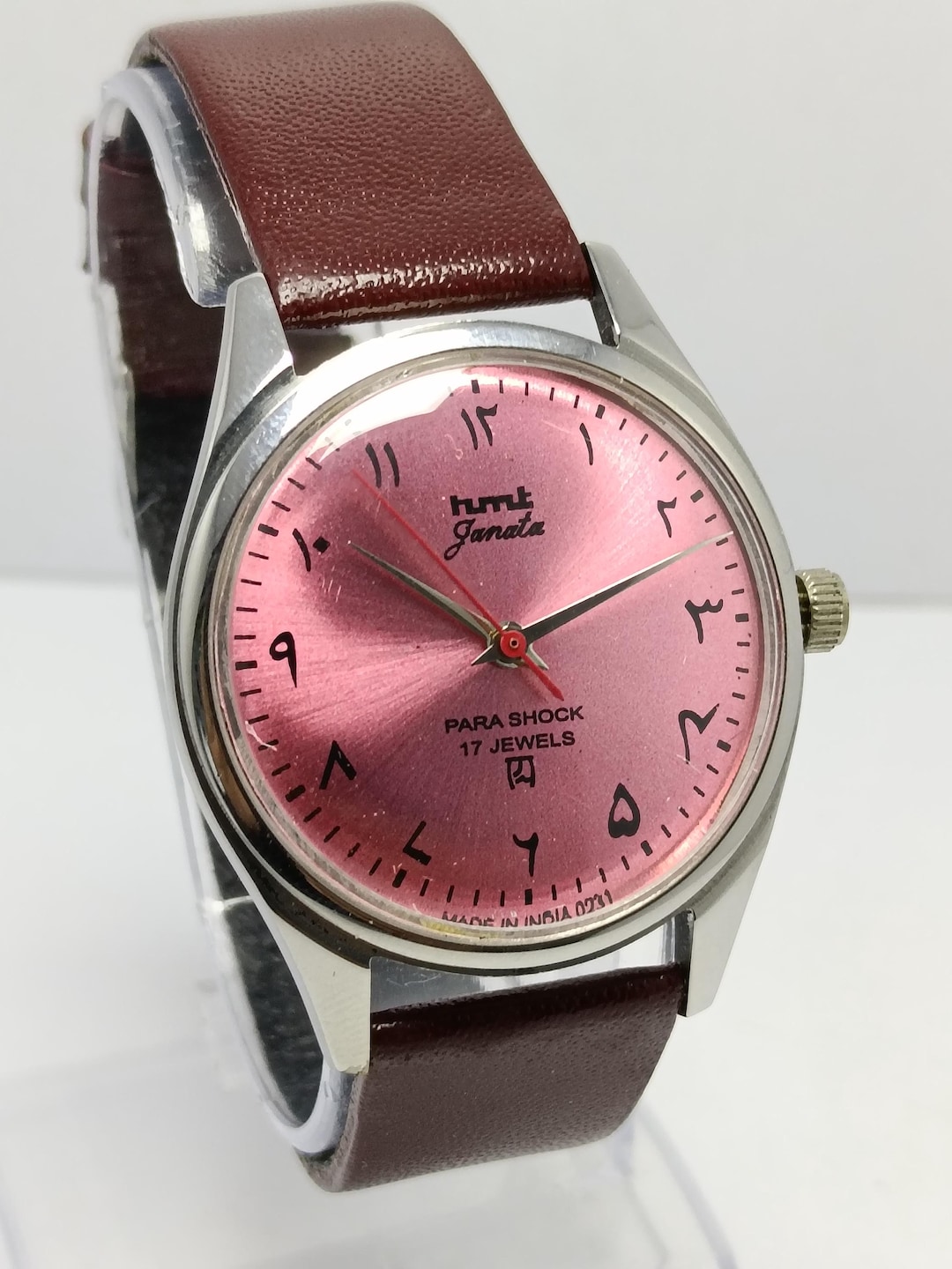 HMT JANATA Pink Dial Arabic Numerals 17 Jewels Hand Winding Wrist Watch ...