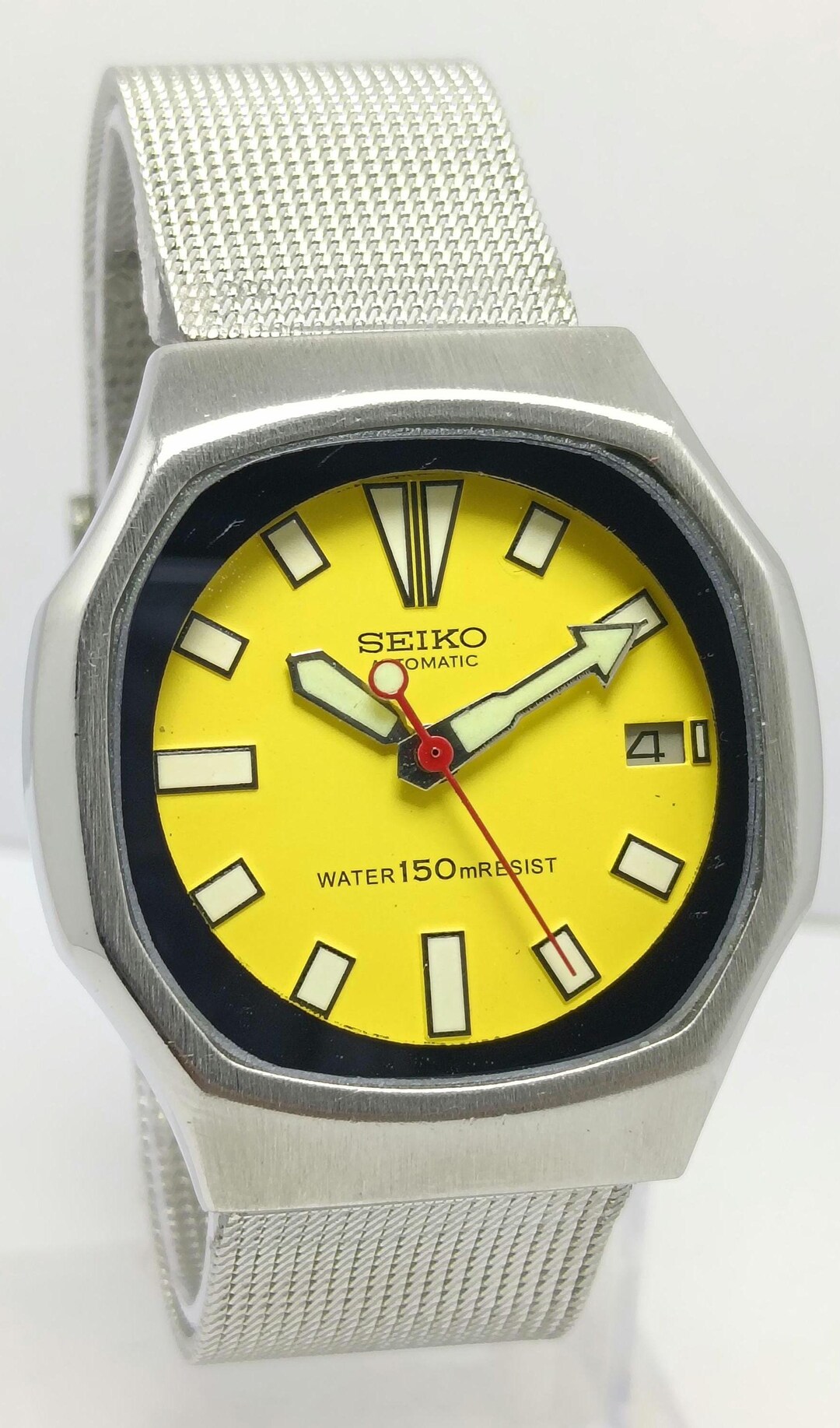 Seiko Yellow Face Luminous Indices Dial Date Automatic Japan Made 7019A ...