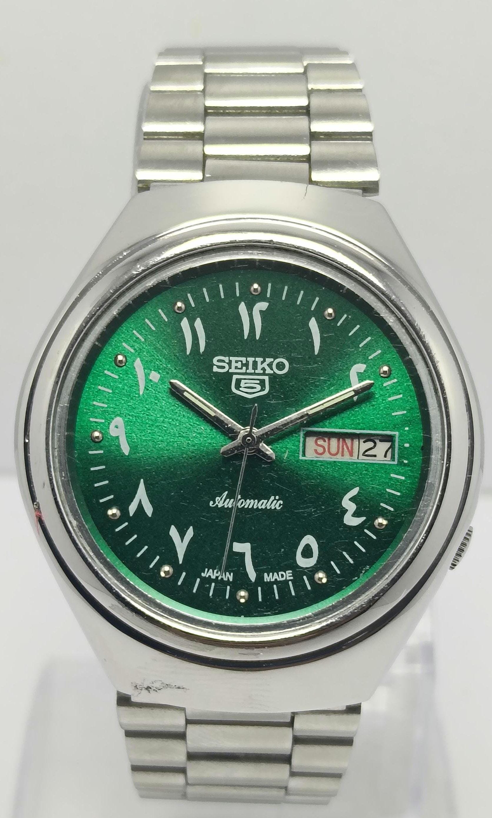 Seiko 5 Arabic Numerals Green Dial Day&date Automatic Japan Made 7009 ...