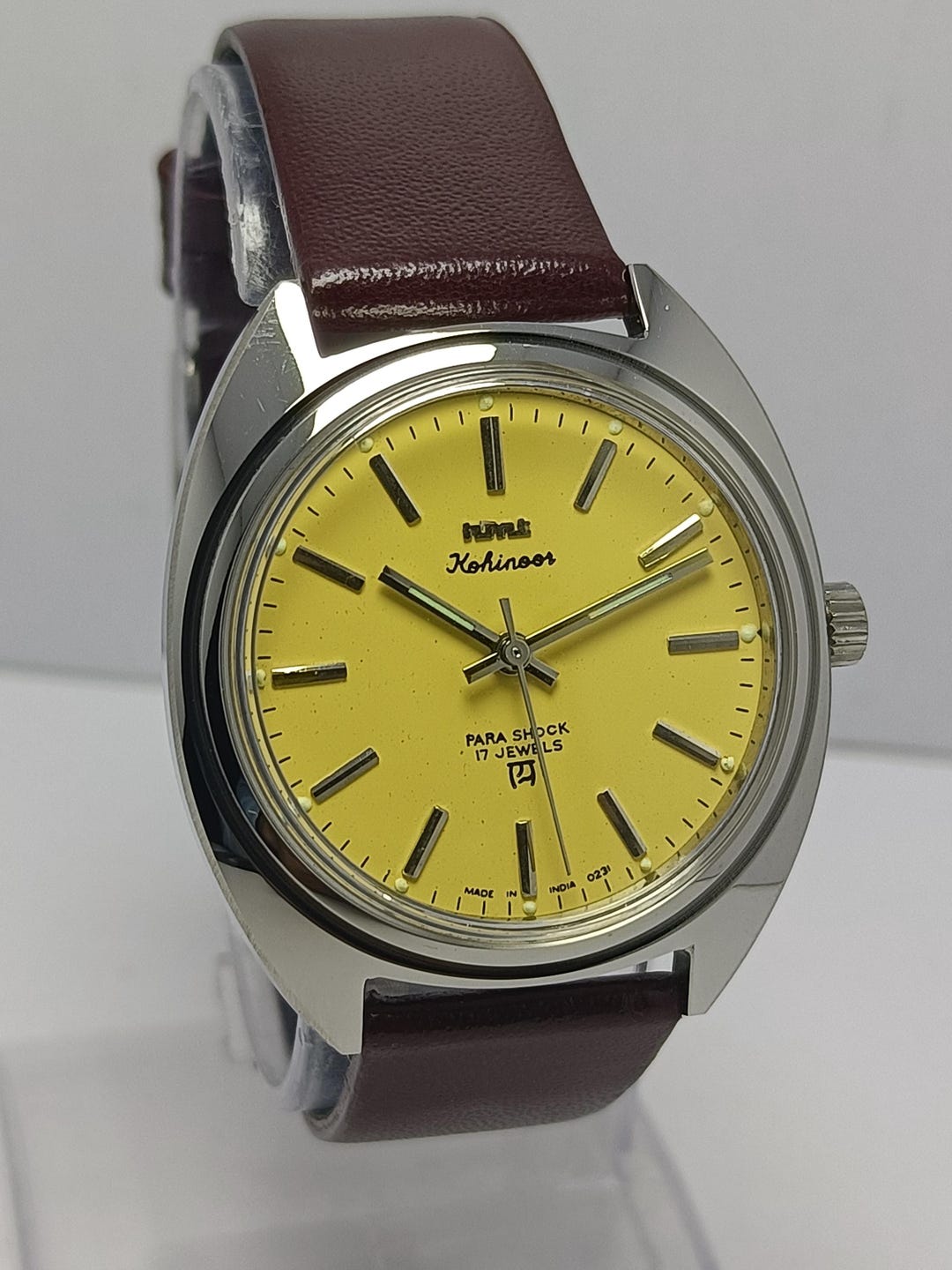 HMT Kohinoor Yellow Dial 17 Jewels Hand Winding Wrist Watch for Men's ...