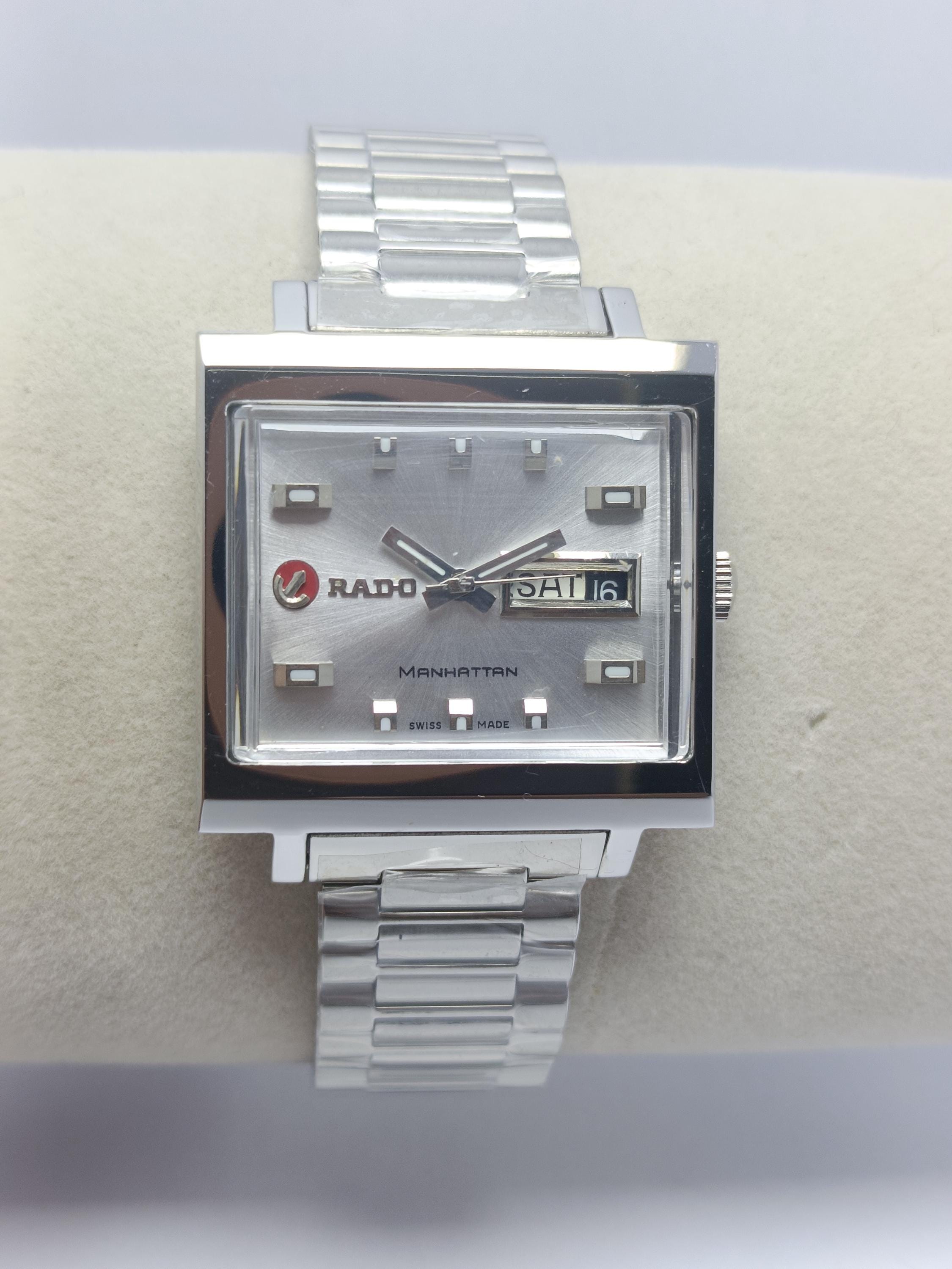 Blue Dial Rado Manhattan Watch Price 🔖 Vintage Refurbished Rado ...