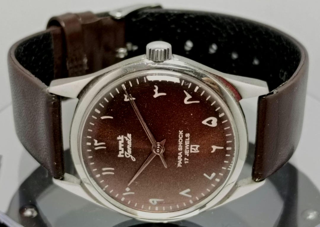 HMT JANATA Brown Dial Arabic Numerals 17 Jewels Hand Winding Wrist ...