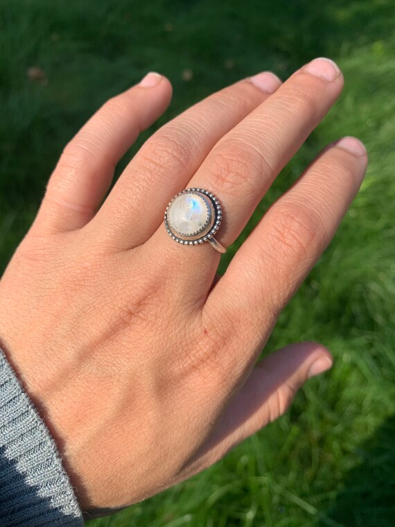 MOONSTONE Vintage Style Simple Solid Sterling Silver Ring - Etsy
