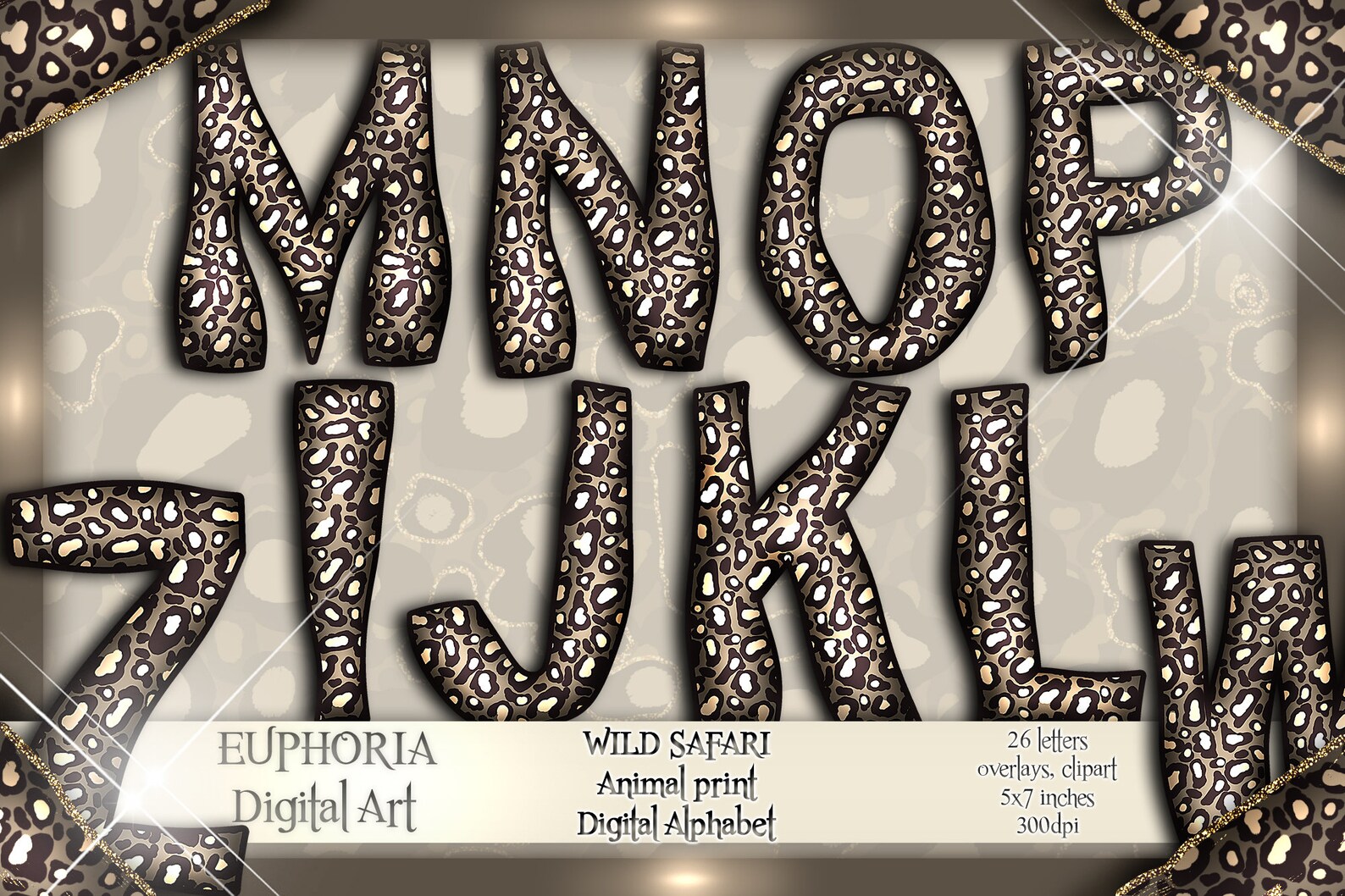 WILD SAFARI Animal Print Digital Alphabet Collection Letters Bundle Png ...