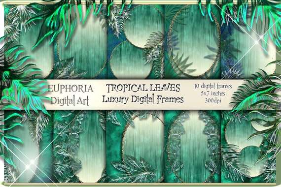 TROPICAL LEAVES Exotic Digital Papers 5'x7' - Etsy