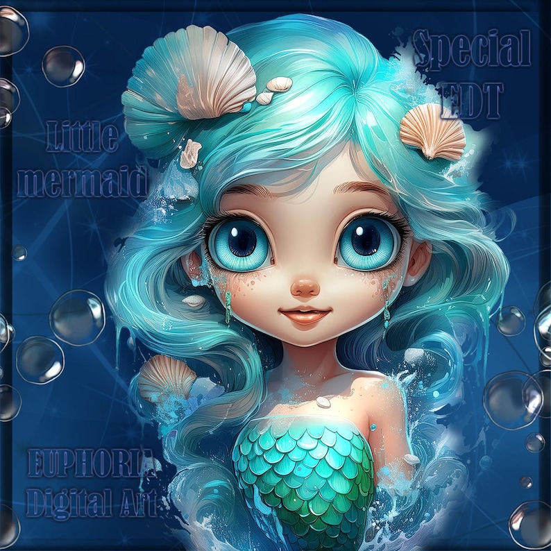Little Mermaid Clipart Special EDT3, Mermaid PNG, Scrapbooking, Cute ...