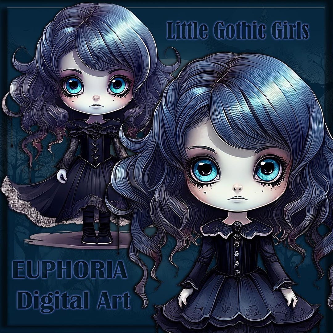 Gothic Girls Clipart, Little Gothic Girl PNG, Instant Download ...