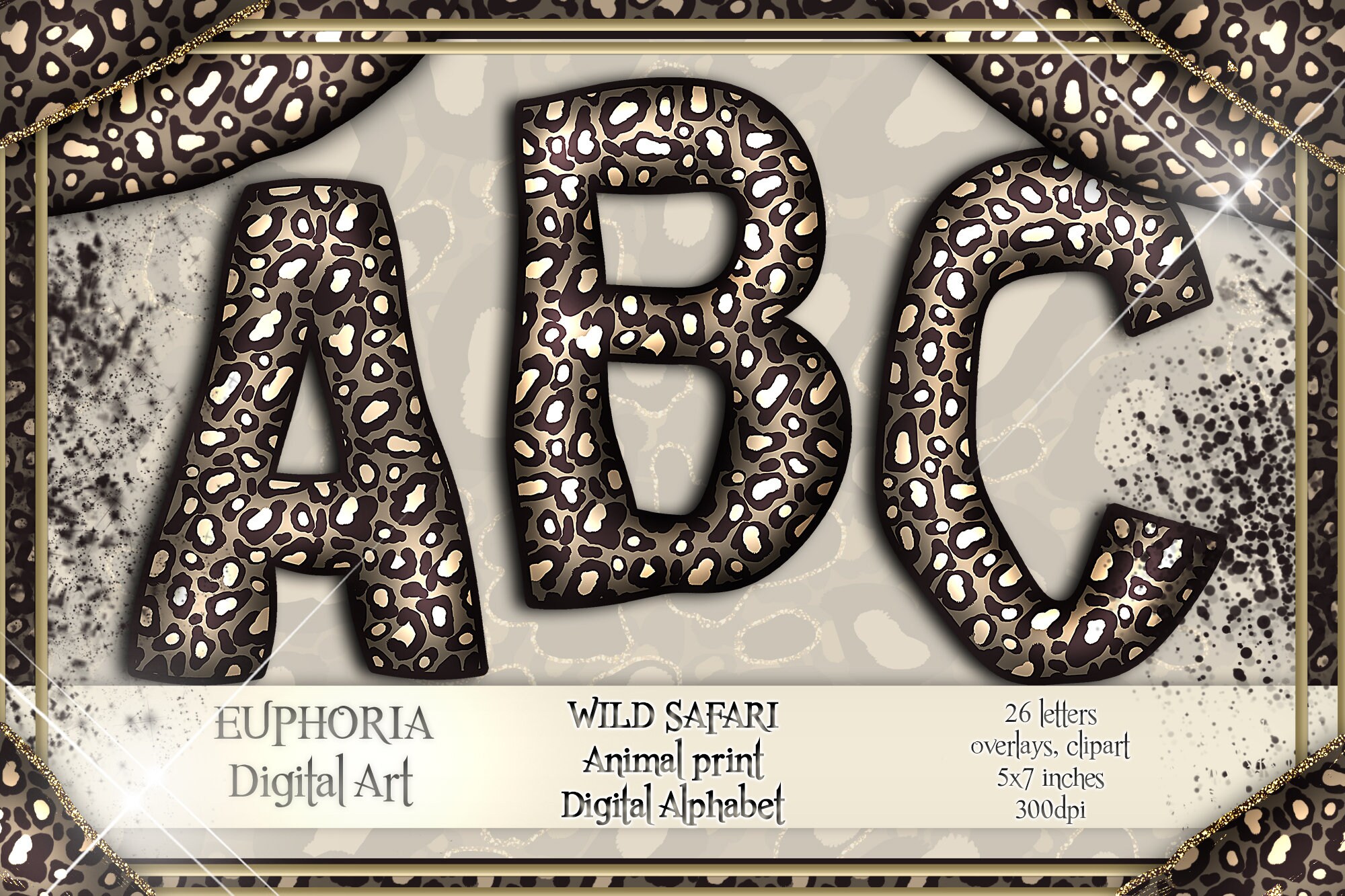 WILD SAFARI Animal Print Digital Alphabet Collection Letters Bundle Png ...