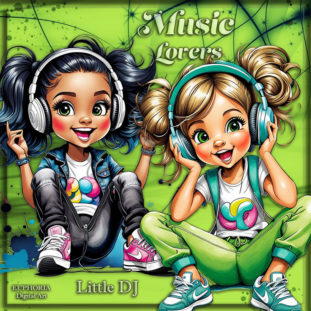 MUSIC Lovers Clipart, Little DJ Clipart, PNG, Instant Download ...