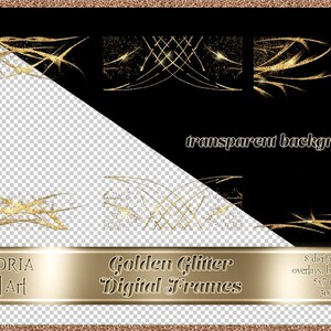 GOLD GLITTER Digital Frames (3) Overlays Backgrounds Scrapbook Sparkle ...