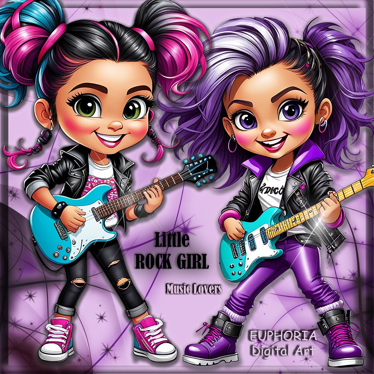 Little Rock Star Clipart Bundle, Kids Music PNG, Scrapbooking, Music ...