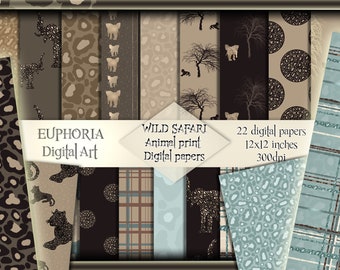 African Safari Animal Print Digital Patterns Instant Download. - Etsy