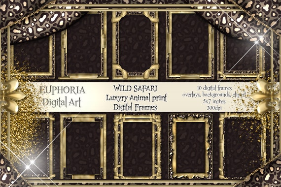 WILD SAFARI Luxyry Animal Print Gold Digital Frames 3D | Etsy