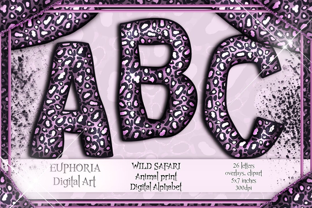 WILD SAFARI Purple Animal Print Alphabet Collection Letters Bundle Png ...