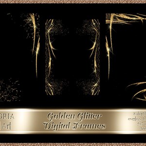 GOLD GLITTER Digital Frames (3) Overlays Backgrounds Scrapbook Sparkle ...