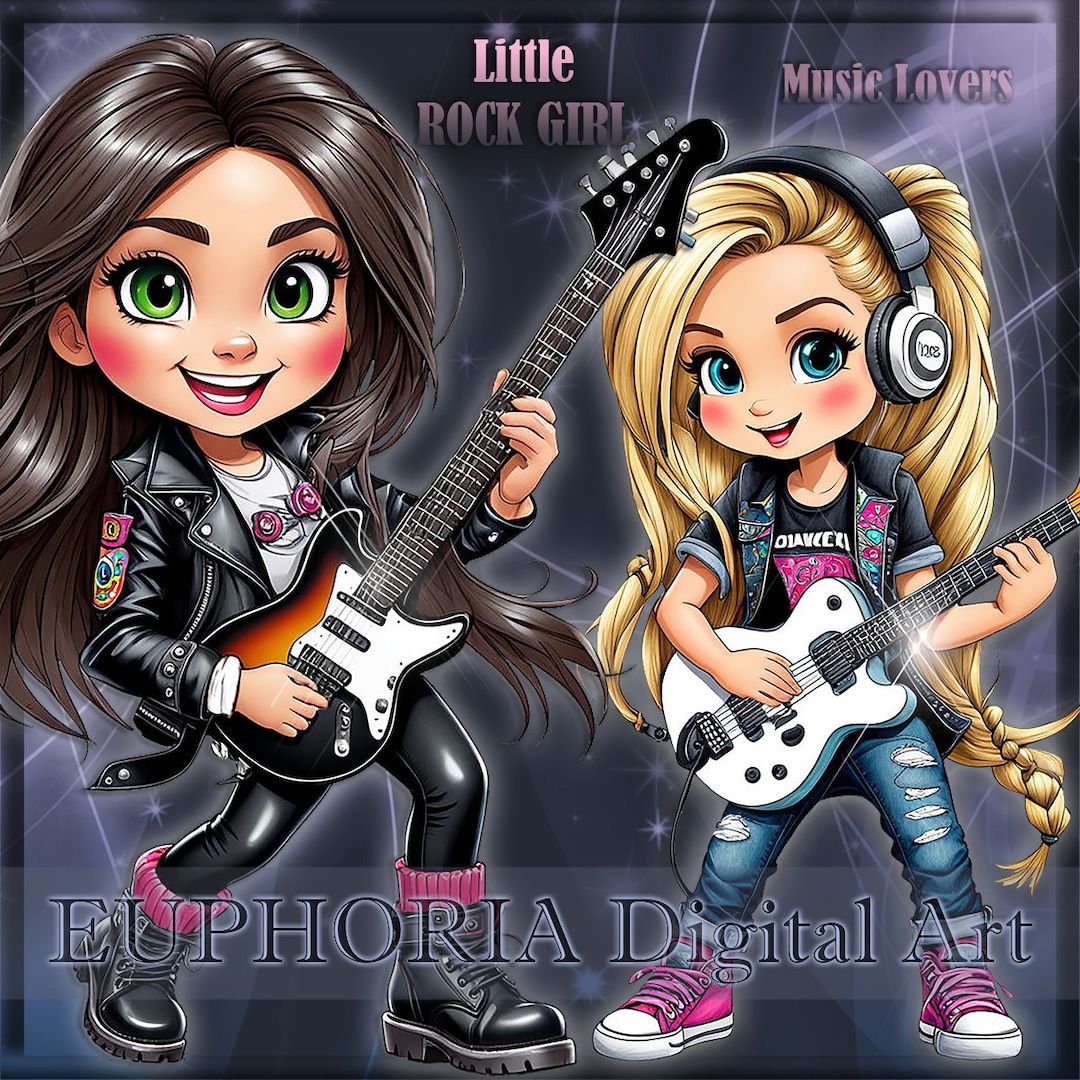Little Rock Star Clipart Bundle, Kids Music PNG, Scrapbooking, Music ...