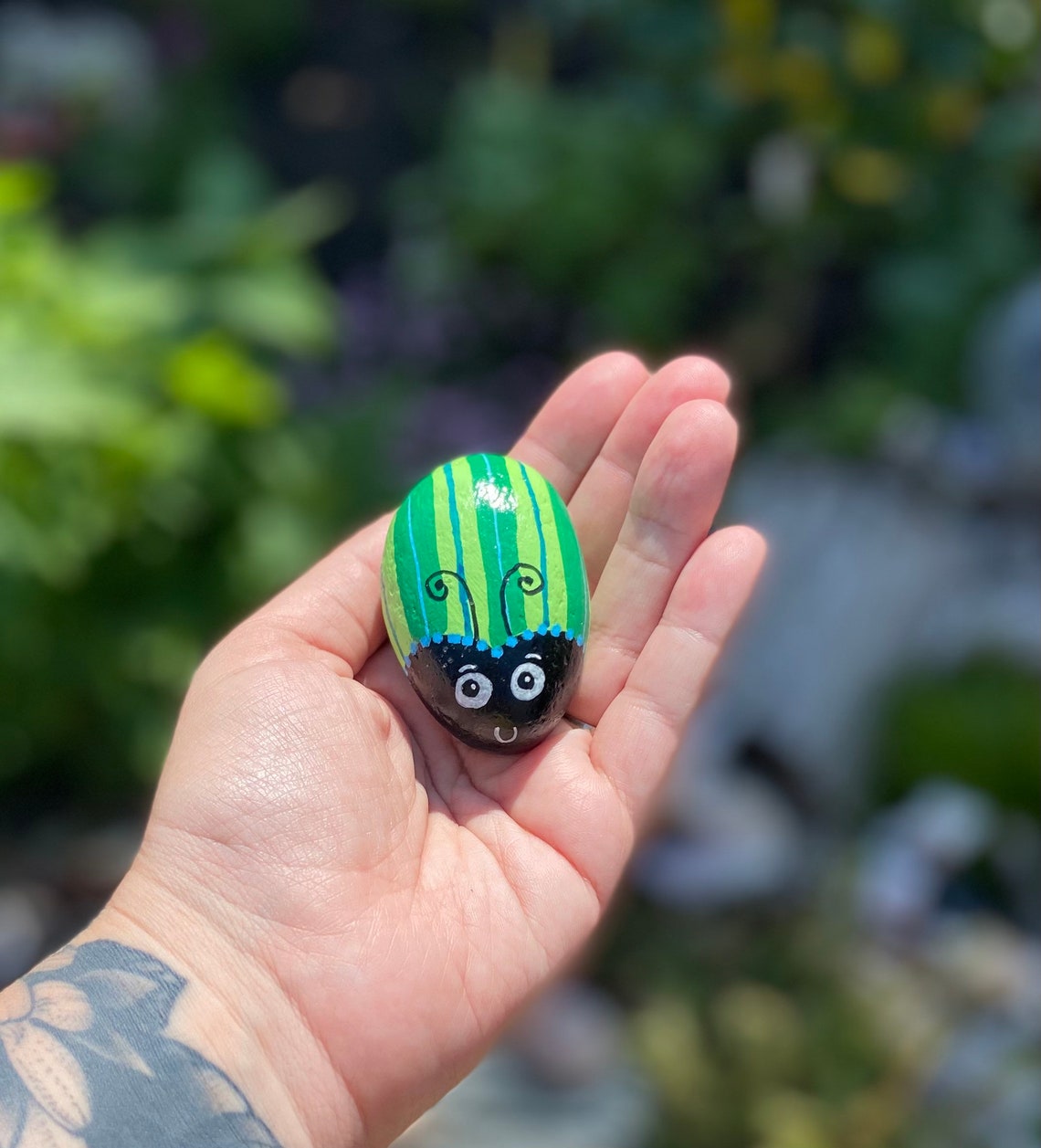 Beetle Bug Hand Painted Rock /stone Fairy Garden Rocks - Etsy