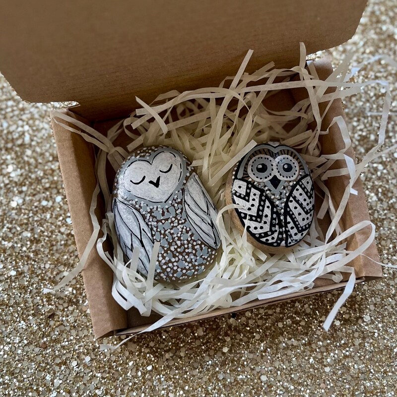 Painted Owl Rocks - Etsy