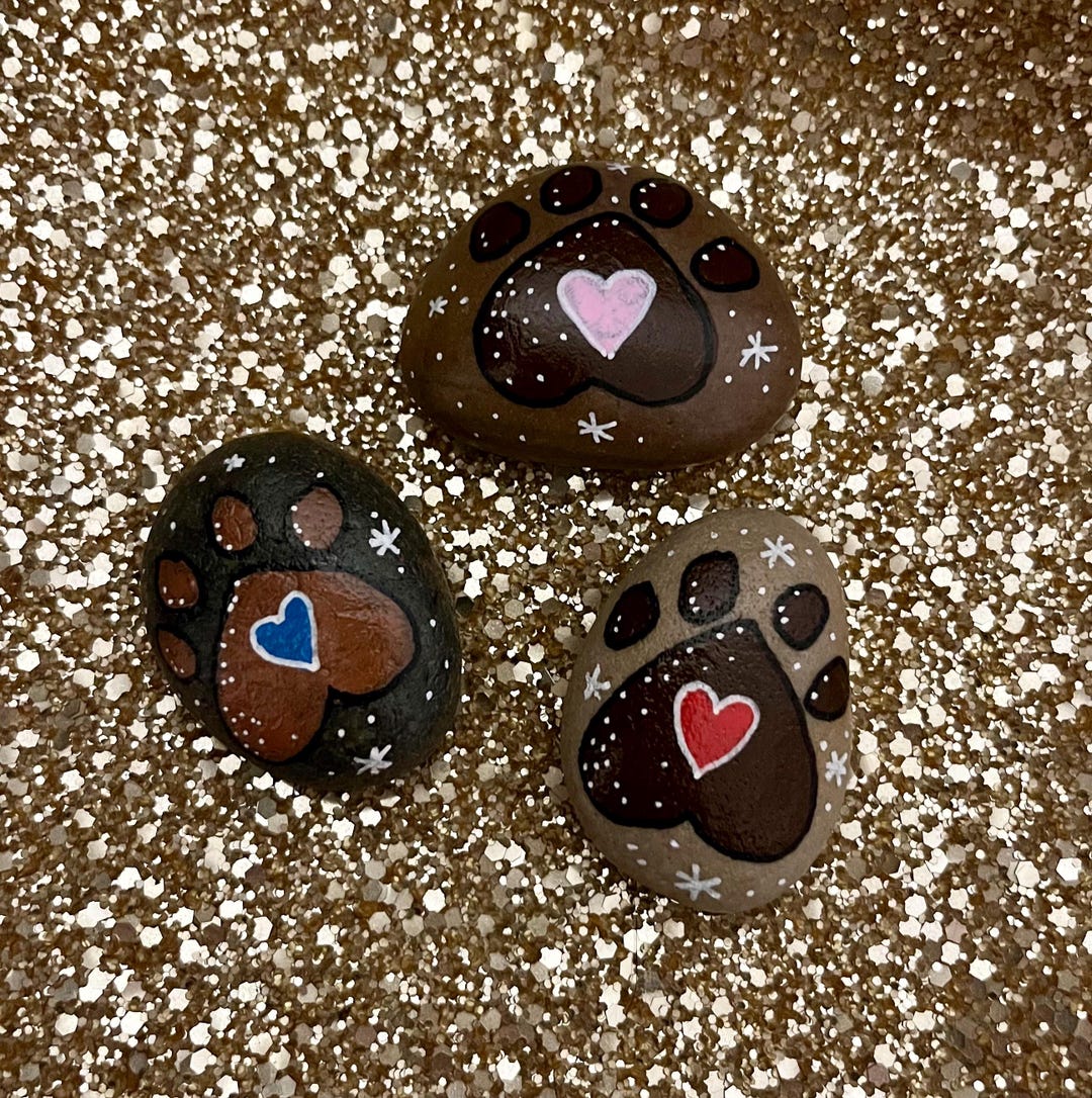 Small Paw Print Pebbles - Pet Memorial - Painted Rock /stone - Dog Cat ...