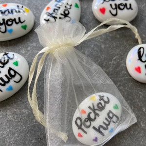 X1 Pocket Hug Pocket Pebble / Stone - Thank You - Love You - Painted ...