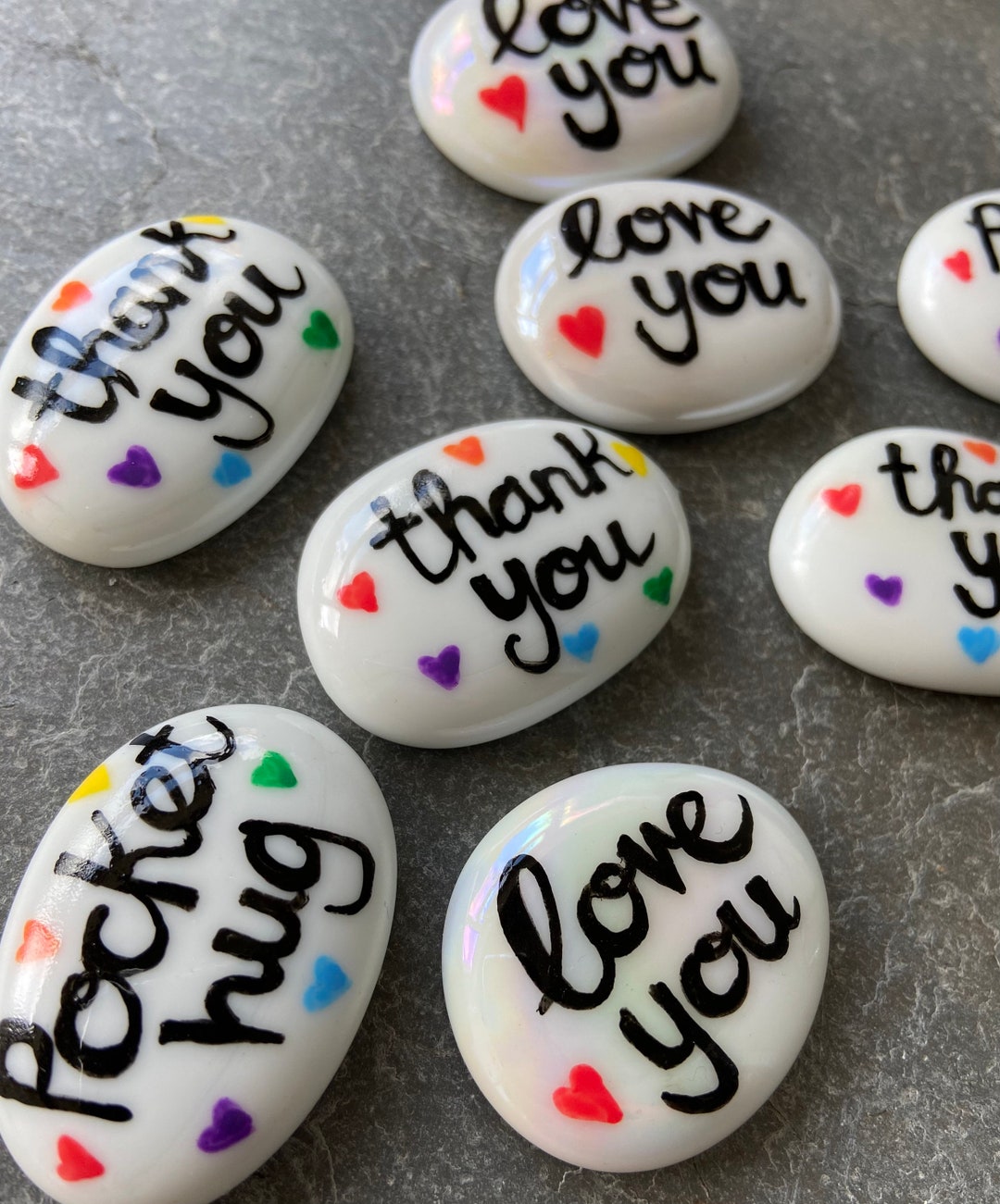 X1 Pocket Hug Pocket Pebble / Stone - Thank You - Love You - Painted ...