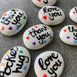 X1 Pocket Hug Pocket Pebble / Stone - Thank You - Love You - Painted ...