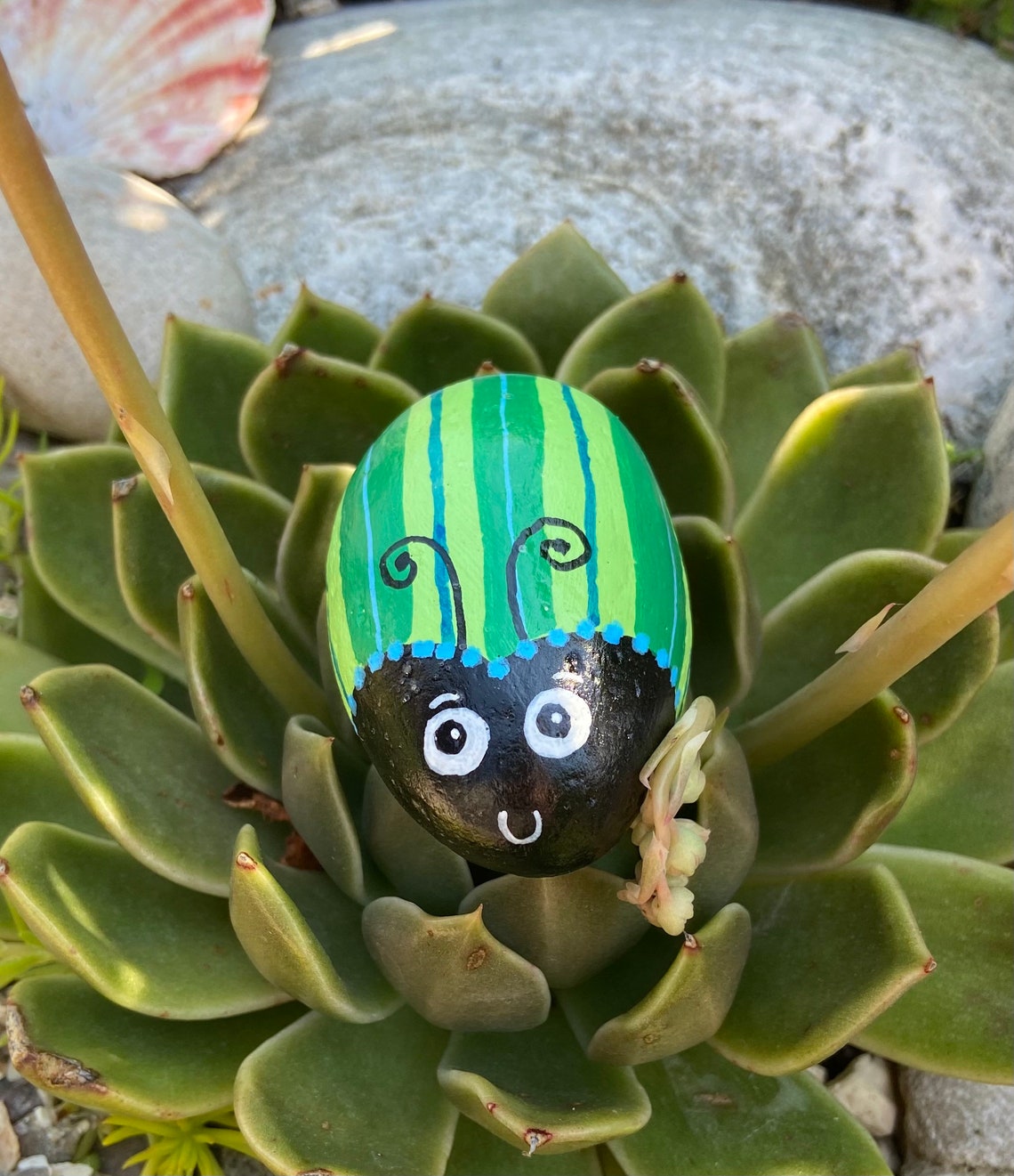 Beetle Bug Hand Painted Rock /stone Fairy Garden Rocks - Etsy