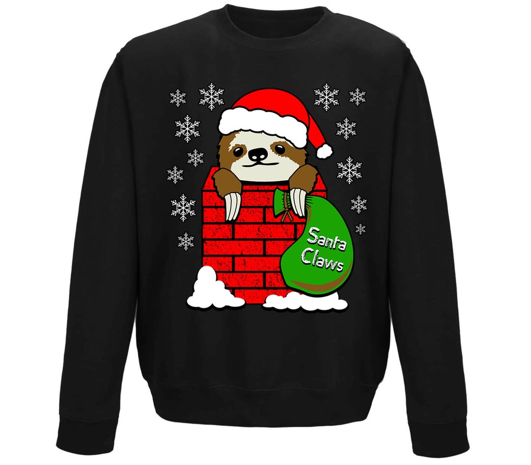 Santa Claws Cute Sloth in Chimney Christmas Jumper Sweatshirt - Etsy