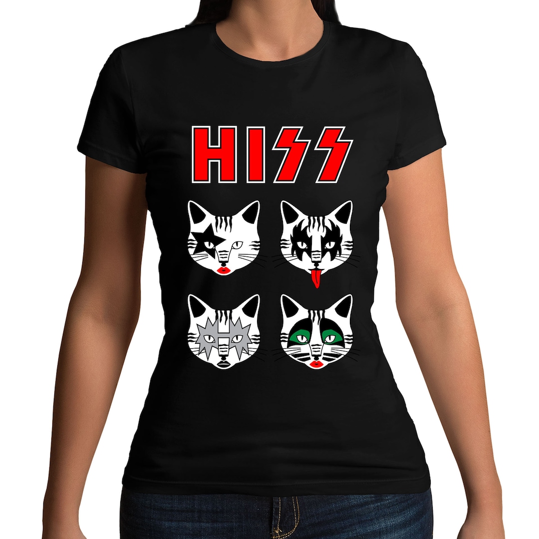 Hiss Cats Kittens Rock Kiss Funny Parody T-shirt - Mens Womens and Kids ...