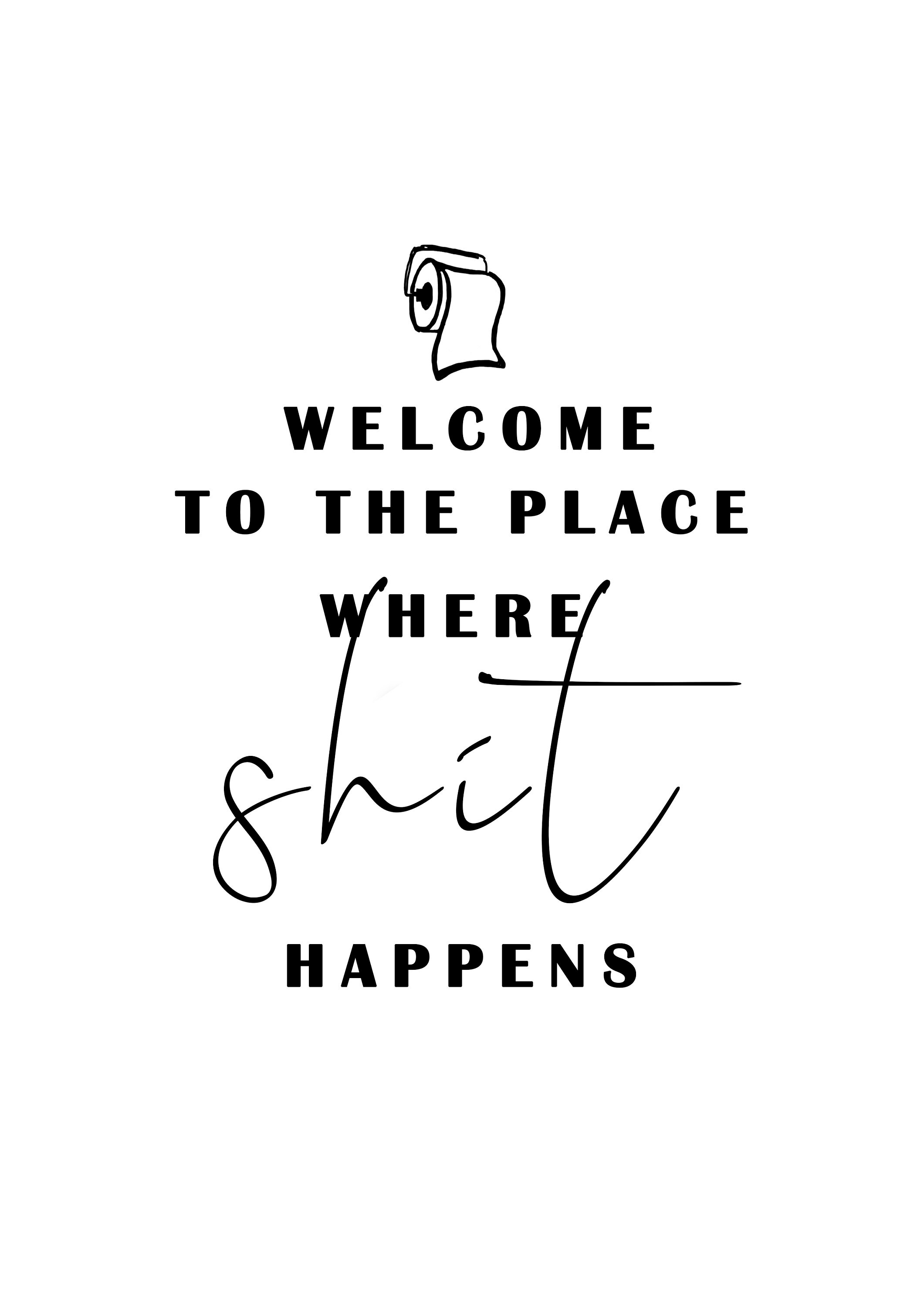 Art Print Mural-klopapier-spruch-toilet Shit Happens-modern - Etsy