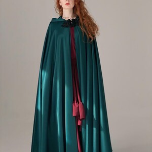 Elegant Satin Hooded Cloak for Fantasy or Medieval Costumes ...