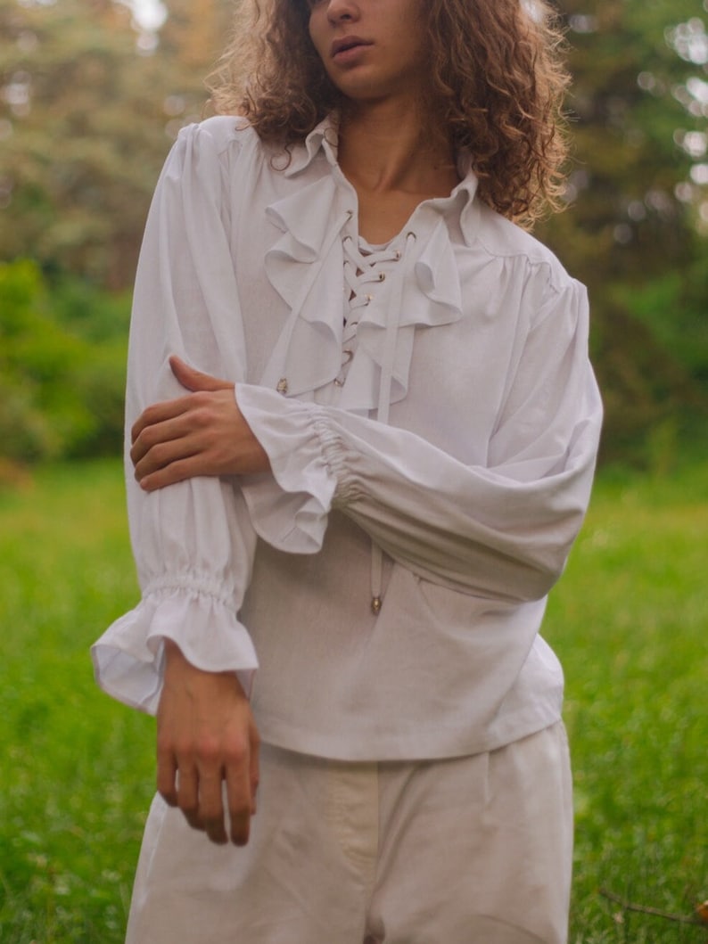 Linen Pirate Poet Prince Renaissance Blouse Victorian Ruffle - Etsy