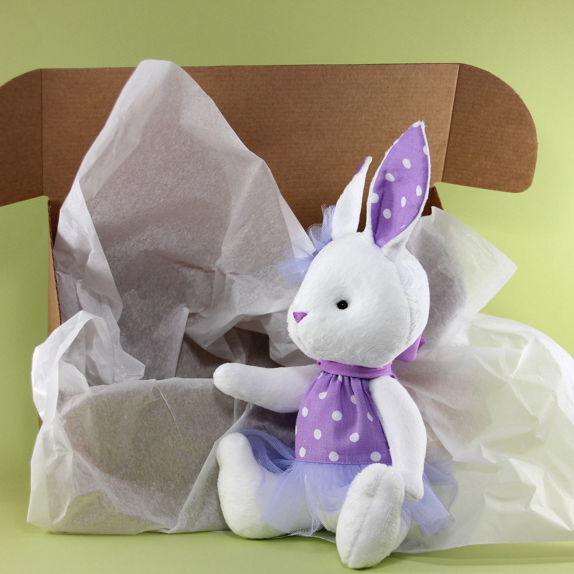 Stuffed Bunny Rabbit. White and Lavender Bunny Toy. Soft Toy - Etsy