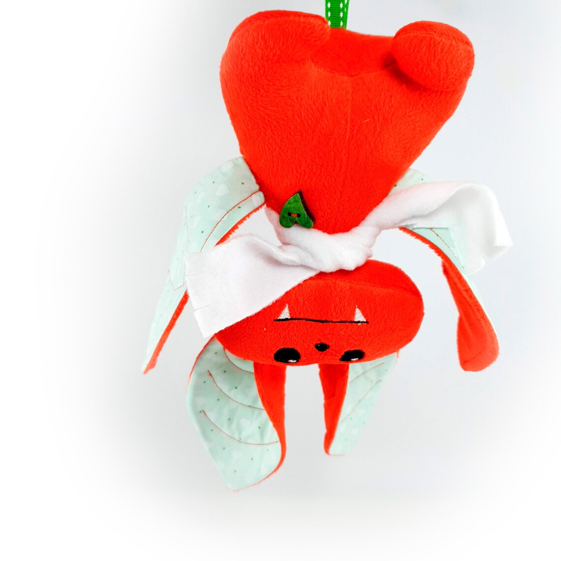 Red Bat Plushie Cuddly Toy for Kids. Bat With Green Wings. Hanging ...