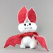 White Stuffed Bat Toy. Hanging Plush Bat With Red Wings. Bat Toy for ...