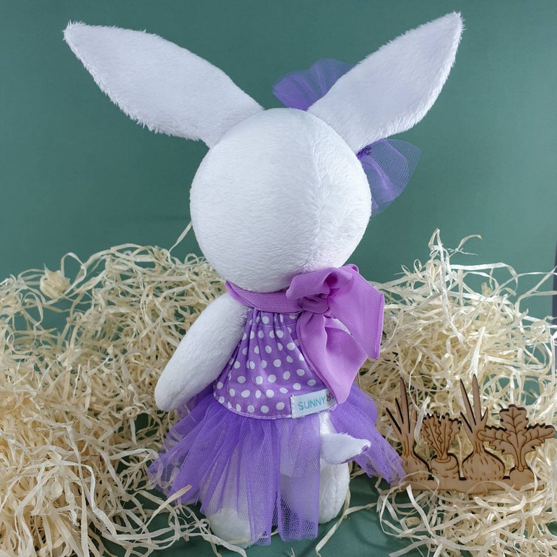 Stuffed bunny rabbit. White and Lavender Bunny toy. Soft toy | Etsy