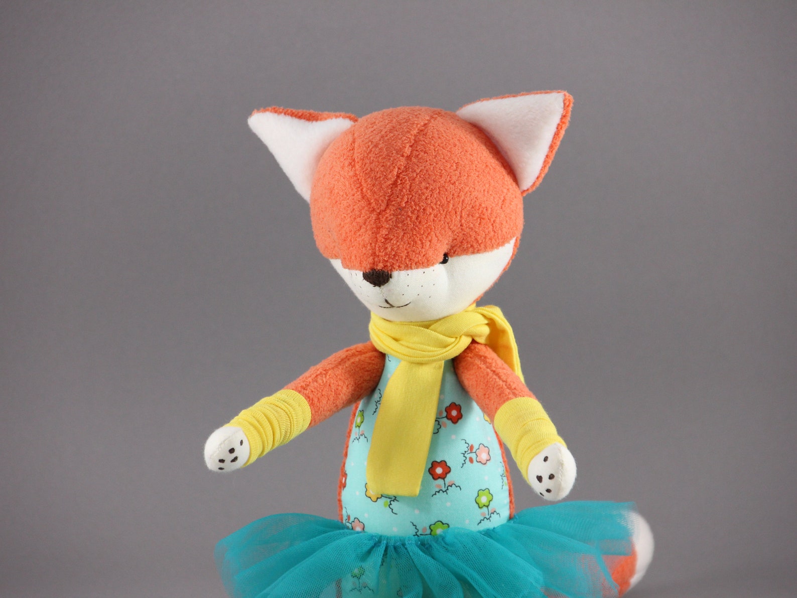 Orange fox plushie toddler gift. Stuffed fox toy dressed in | Etsy