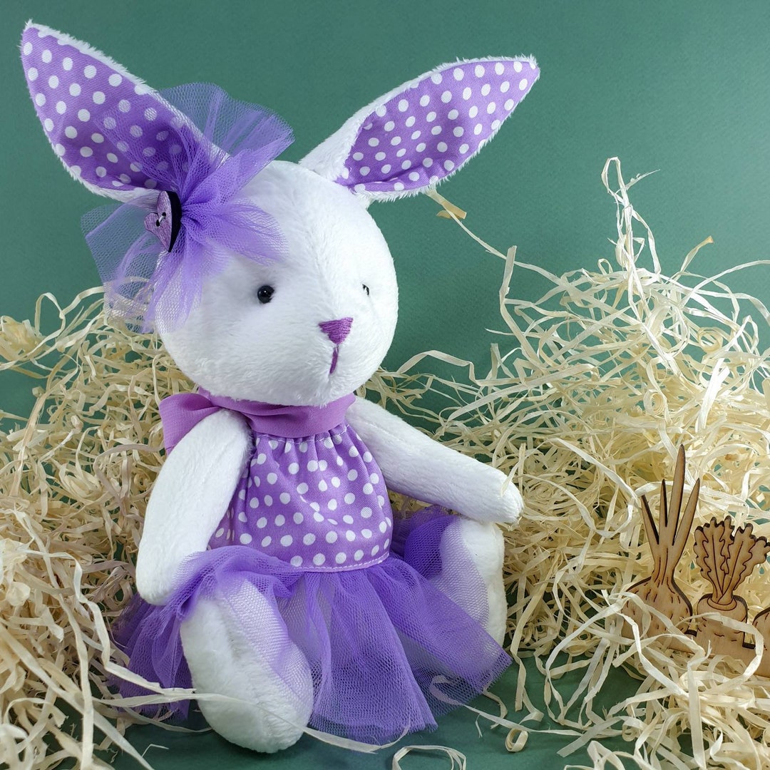 Stuffed Bunny Rabbit. White and Lavender Bunny Toy. Soft Toy Rabbit. - Etsy