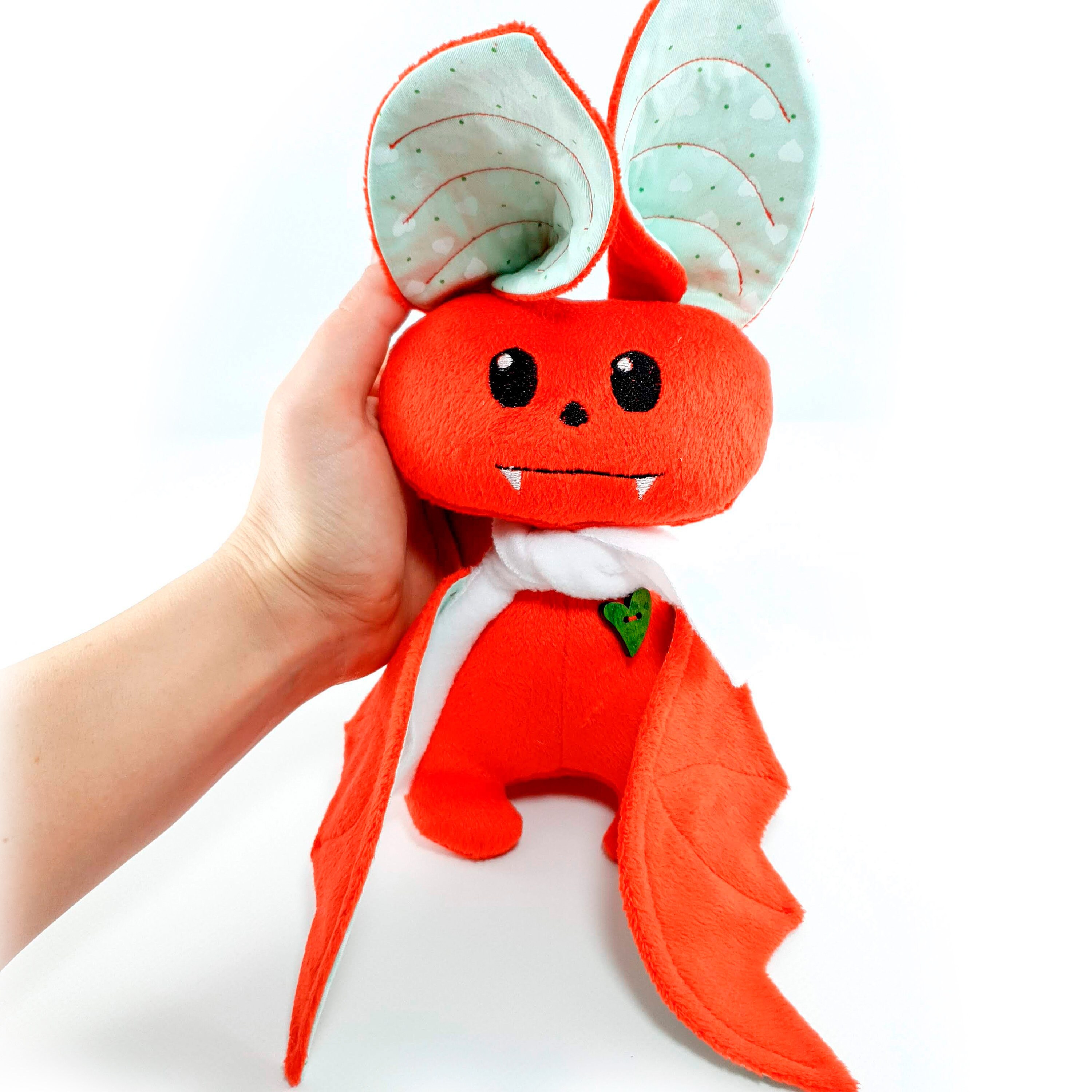 Red Bat Plushie Cuddly Toy for Kids. Bat With Green Wings. Hanging ...