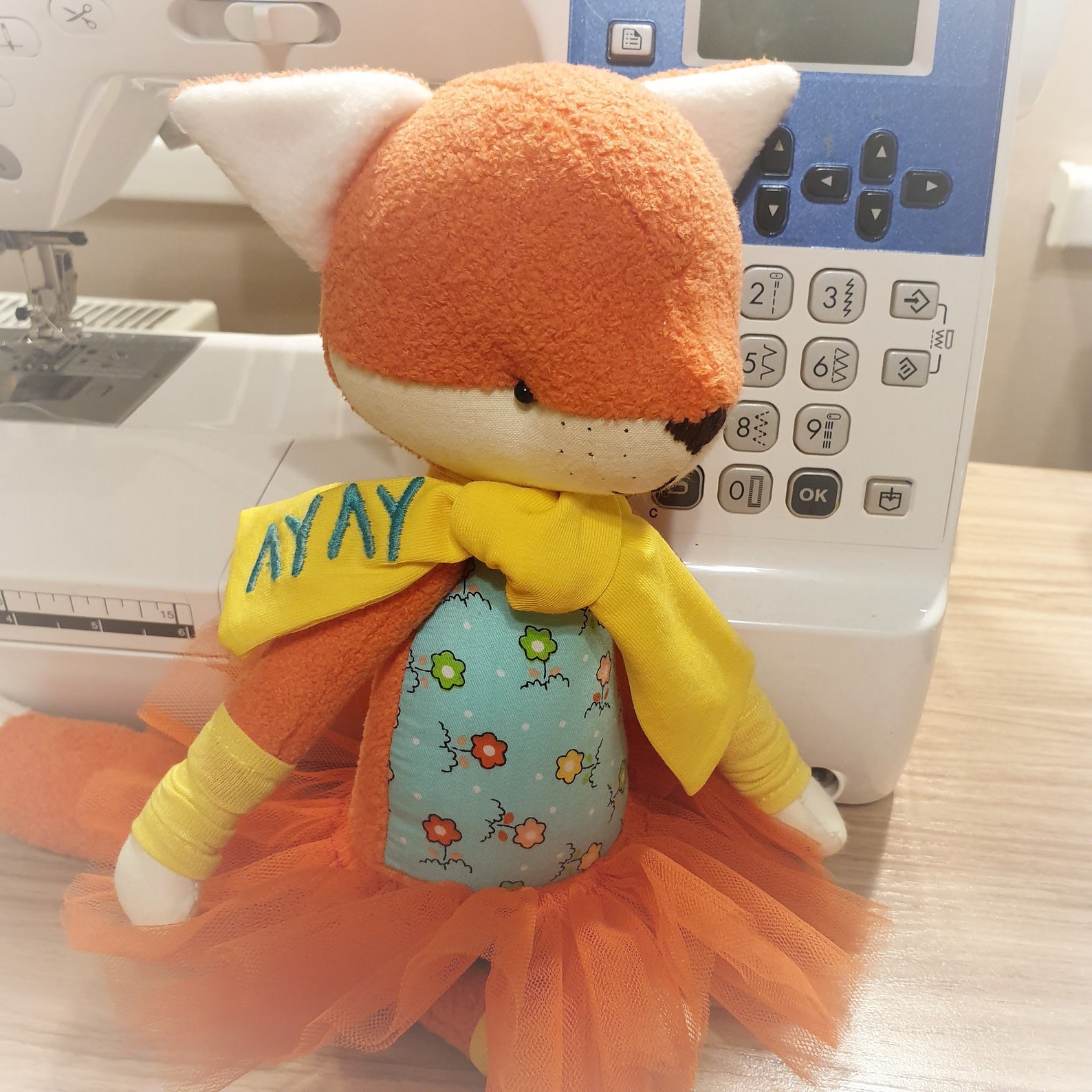 Orange fox plushie toddler gift. Stuffed fox toy dressed in | Etsy