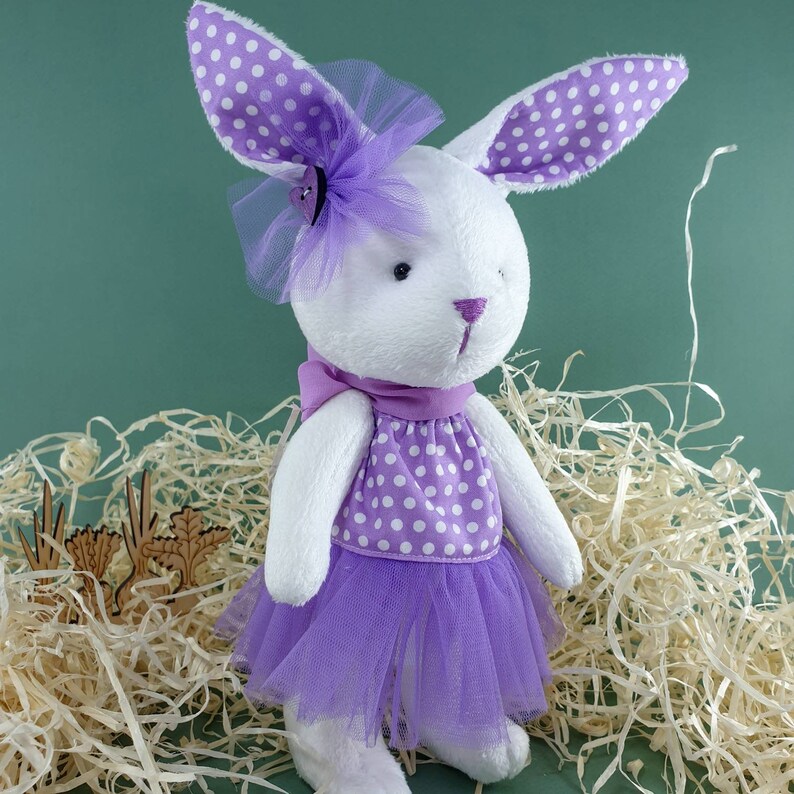 Stuffed Bunny Rabbit. White and Lavender Bunny Toy. Soft Toy - Etsy