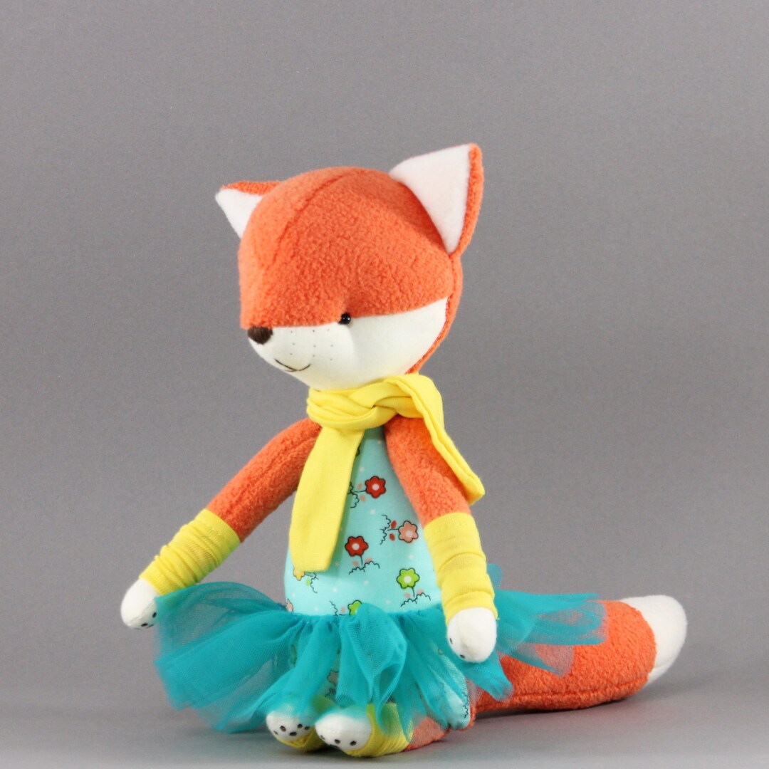 Orange Fox Plushie Toddler Gift. Stuffed Fox Toy Dressed in Scarf and ...