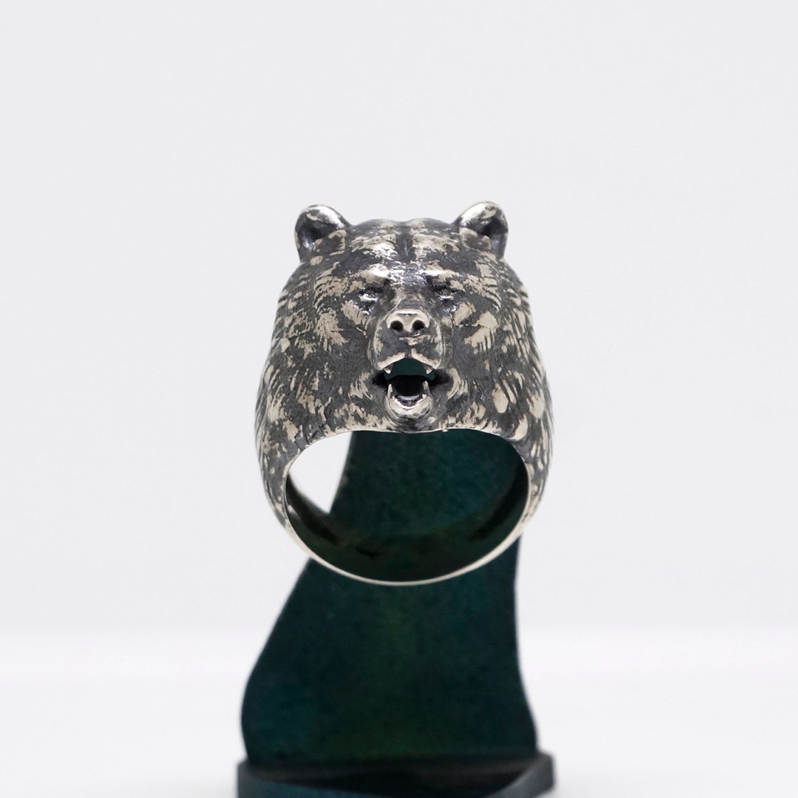 Bear Animal ring Sterling Wild Animal ring Men's biker | Etsy