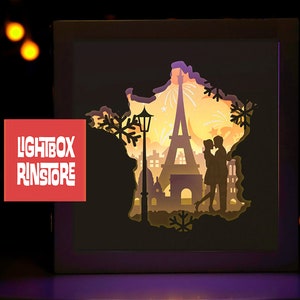 Love in France Paris Paper Light Box Template, Shadow Box Template ...