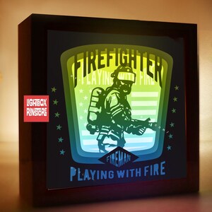 Fireman Paper Light Box Template, Shadow Box Template, Shadow Box Art ...