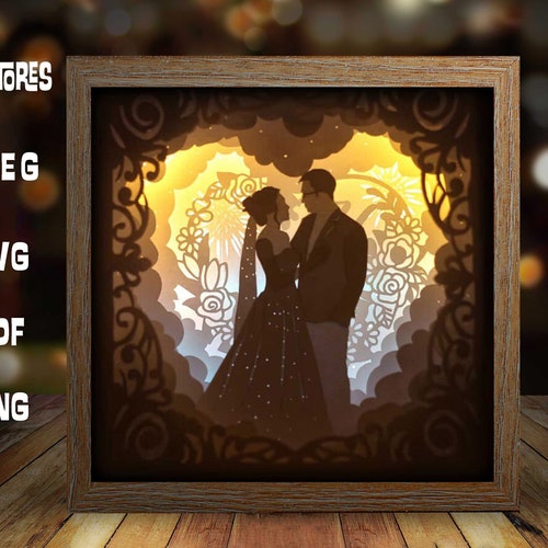 Wedding Gifts Paper Light Box Template Shadow Box Template - Etsy