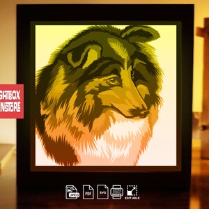 Shetland Sheep Dog Paper Light Box Template, Shadow Box Template ...