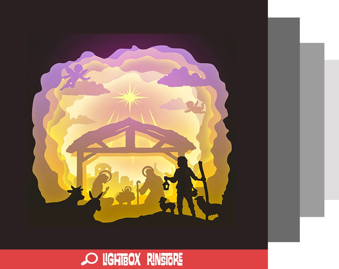 Christian Paper Light Box Template Shadow Box Template | Etsy