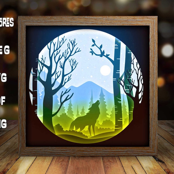 Wolf Shadow Box - Etsy