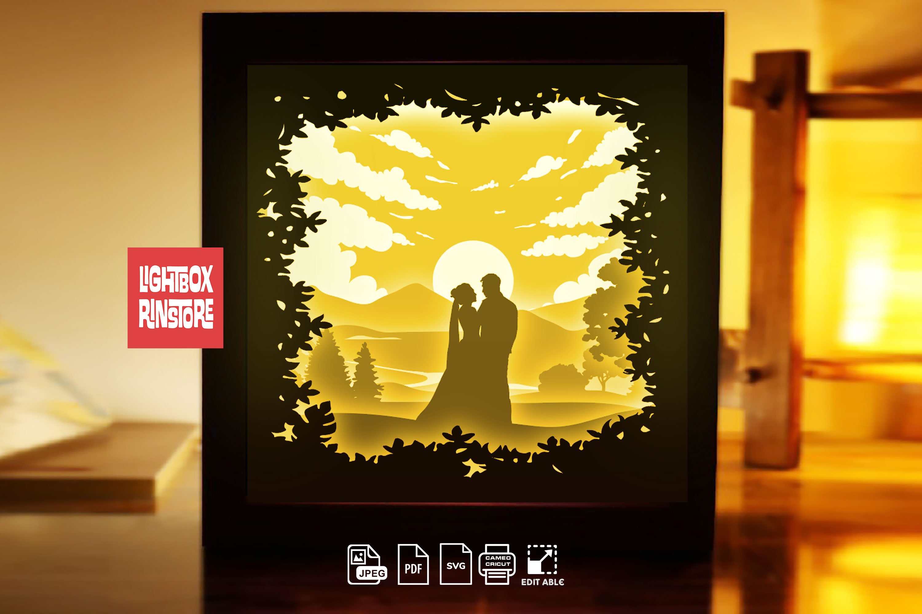 Wedding Gifts Paper Light Box Template Shadow Box Template - Etsy